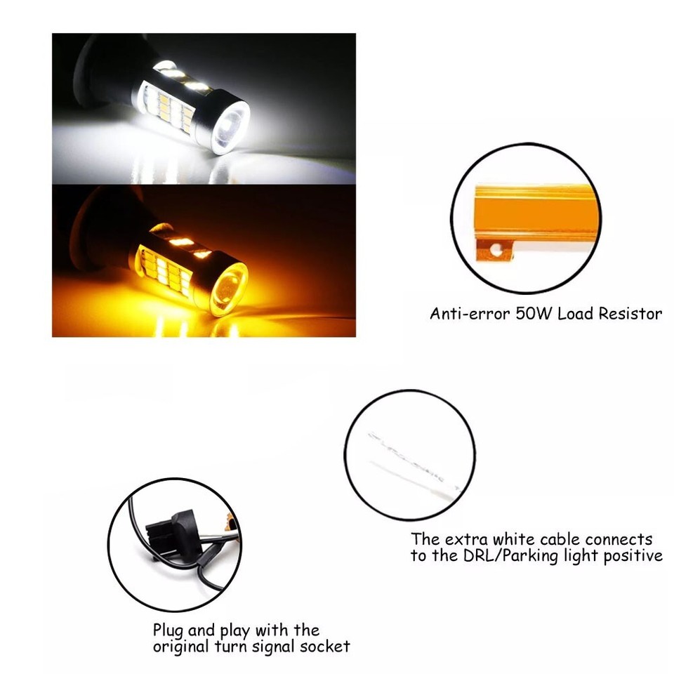 Turn Signal Lamp Replace White LED DRL/Amber Blinker For Chevy Traverse ...