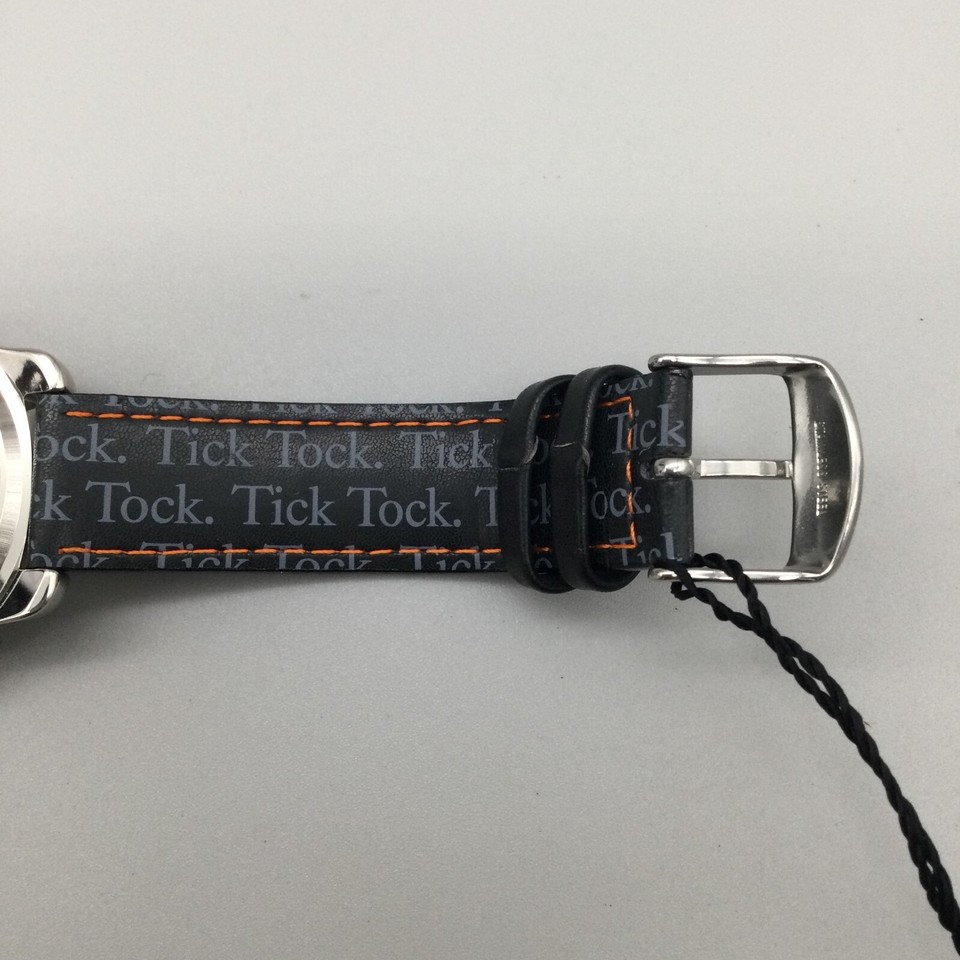 Joe Boxer Watch Men 40mm Silver Tone Tick Tock Leather Band Tags New ...