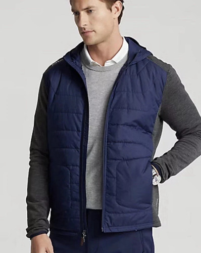 Ralph Lauren RLX Hybrid Hooded Jacket Mens Medium Navy Gray Wool Blend ...