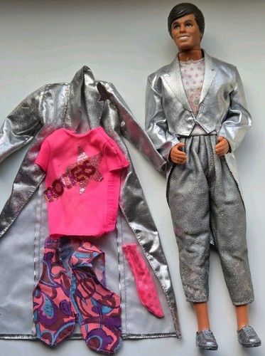 Vintage 1985 Barbie And The Rockers Ken Doll 💖 Silver Outfit Shoes and ...