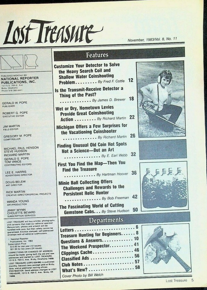 Lost Treasure Magazine November 1983 Michigan Minie Ball Collecting ...