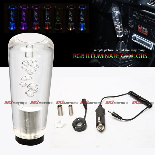 LED Light RGB Stick Shift Knob 4" In Crystal Transparent Bubble Gear ...