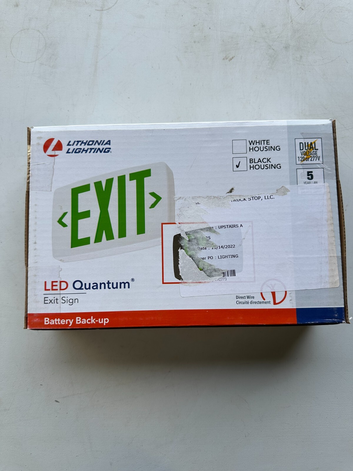 Lithonia Lighting LQM S 3 G 120/277 EL N GRN LED Emergency Exit Sign ...