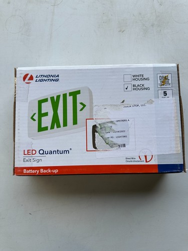 Lithonia Lighting LQM S 3 G 120/277 EL N GRN LED Emergency Exit Sign ...