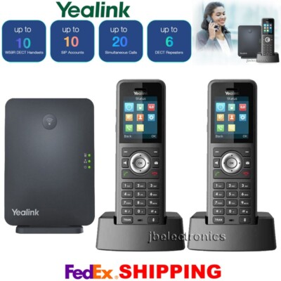 YEALINK W79P IP SIP DECT PHONE SYSTEM - 2 RUGGED IP67 CORDLESS HANDSETS ...