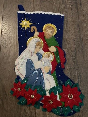 Bucilla HOLY FAMILY Nativity 18" Handmade Felt Christmas Stocking ...