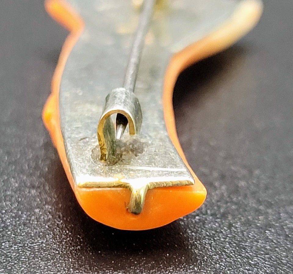 Vintage CORAL & SILVER Brooch CARVED FLOWERS ON BRANCH Boho COTTAGECORE ...