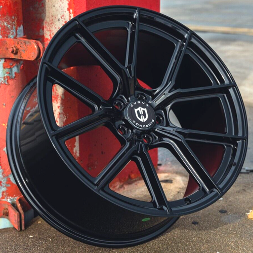 Set of 4 Custom 19 inch Wheels Rims 5X112 Gloss Black Staggered May fit ...