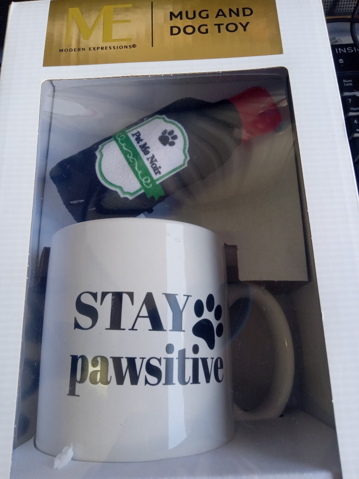 NEW MODERN EXPRESSIONS MUG & DOG TOY SET STAY PAWSITIVE 13.5 oz NIB ...