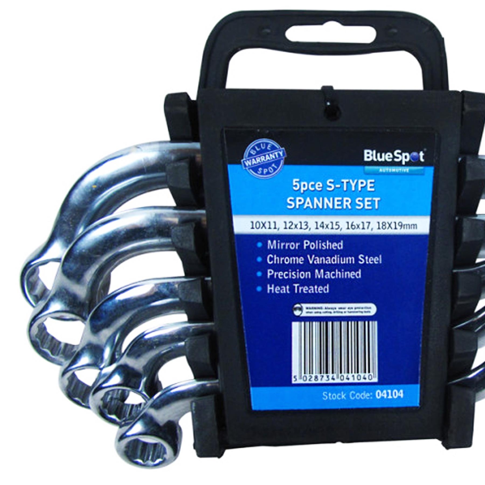BlueSpot 5Pcs 10-19mm S-type Spanner Set Metric Curved Chrome Vanadium ...