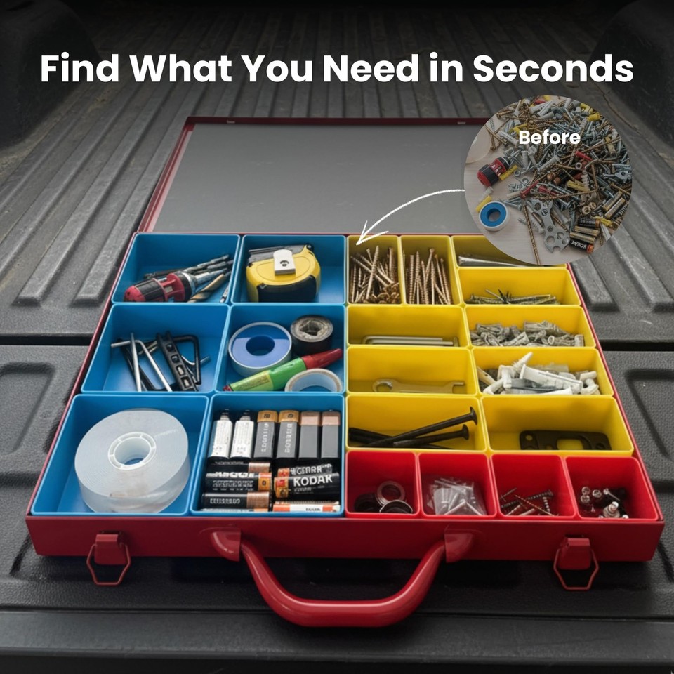 Metal Screw Organizer Box - Nut And Bolt Organizer With 20 Removable ...