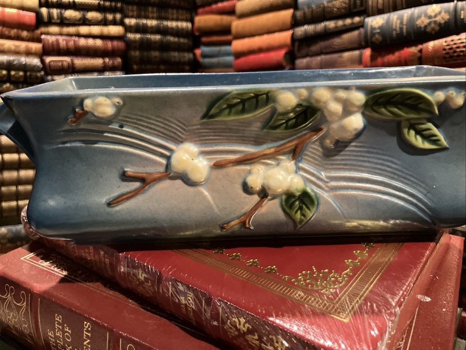 VTG Roseville Snowberry IWX Persian Blue Window Box Planter 11" W 3-1/4 ...