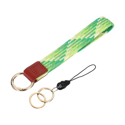 7.6" Keychain Wristlet, Key Chain Bracelet with Double Rings Lime Green ...