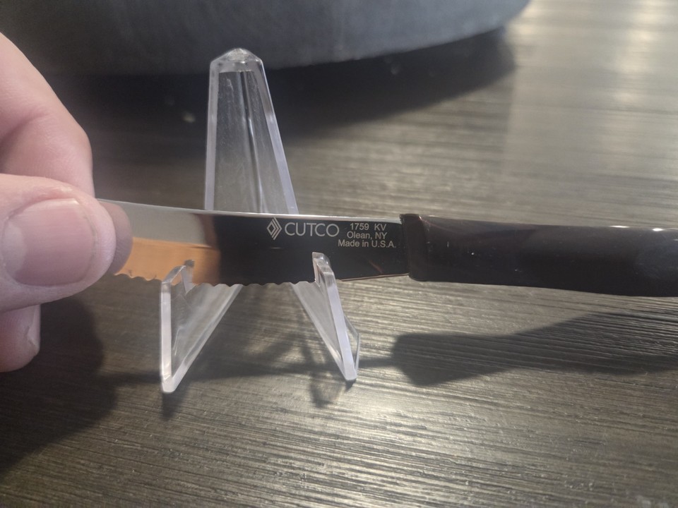 Cutco 1759 KV Table Knife Brown Swirl Handle Serrated Made In USA | eBay