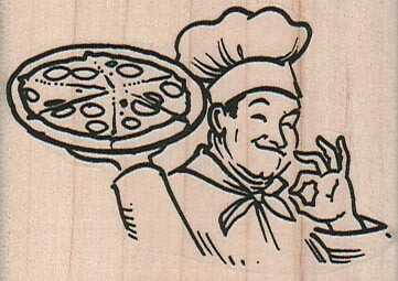 Pizza Chef 2 1/2 x 1 3/4" Rubber Stamp, Waiter, Chef, Food, Restaurant ...