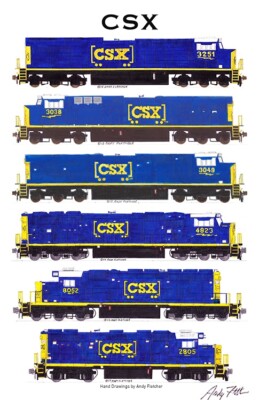 CSX How Tomorrow Moves Locomotives 11"x17" Poster by Andy Fletcher ...
