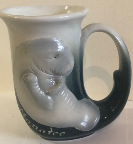 Manatee Mug Florida Wildlife Cup Blue Gray 3D Fluted Horn | eBay