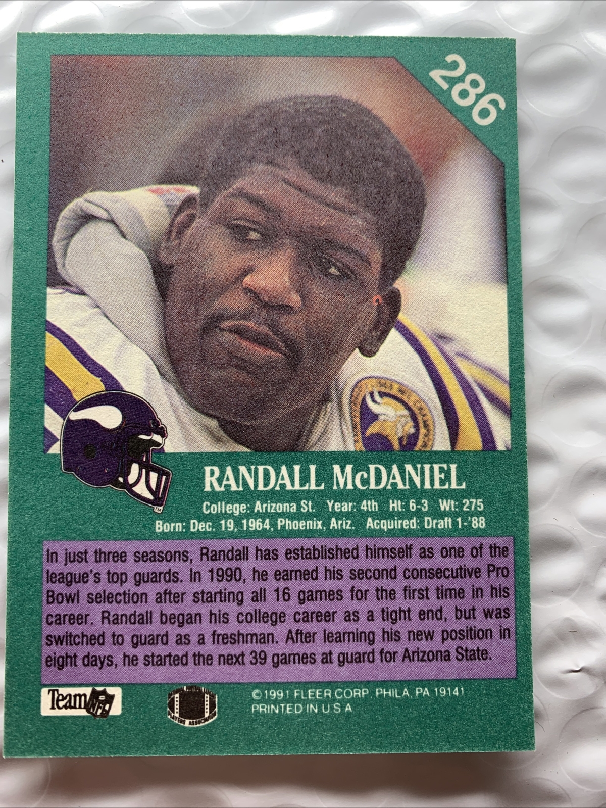 1991 Fleer - #286 Randall McDaniel for sale online | eBay