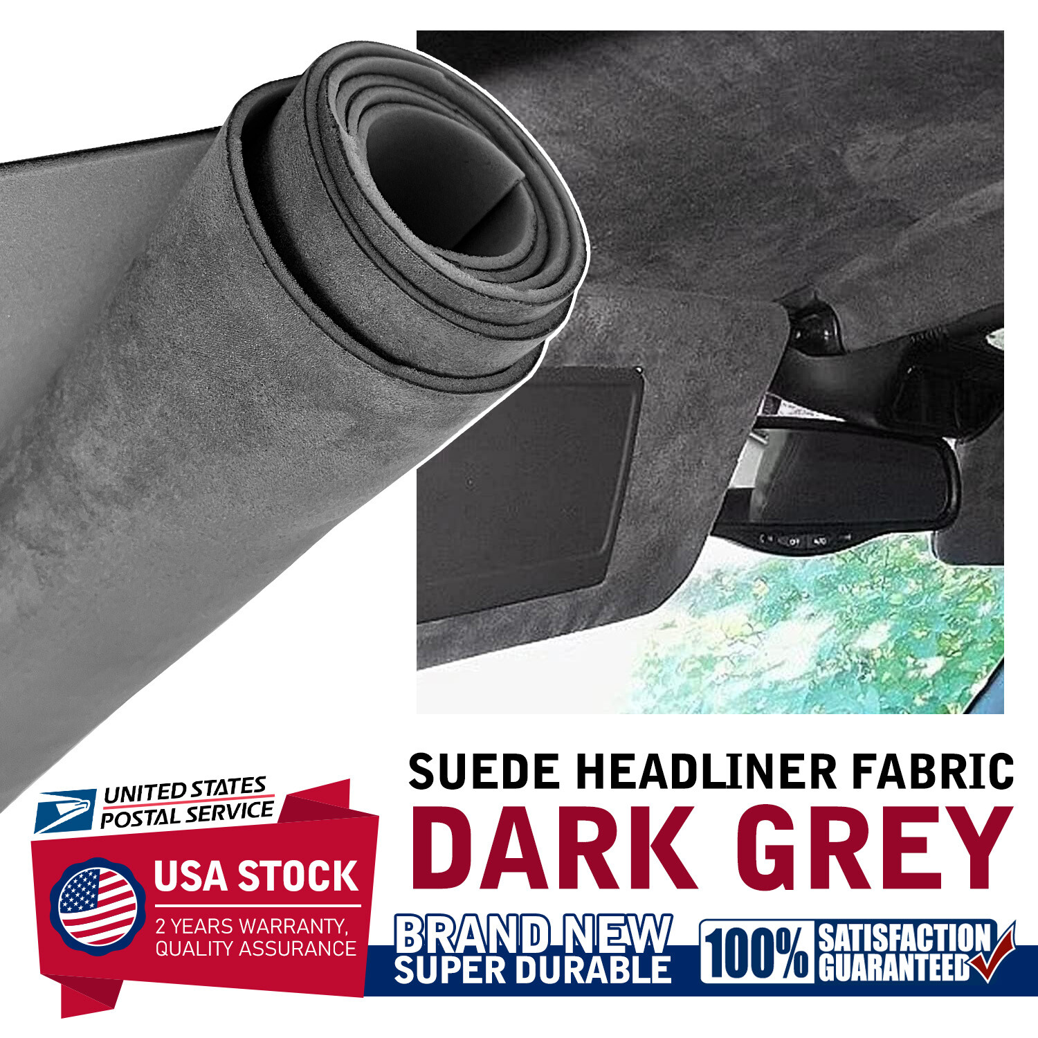 Gray Headliner Fabric Suede Match Car Roof Liner Sag Upholstery 80"x60 ...
