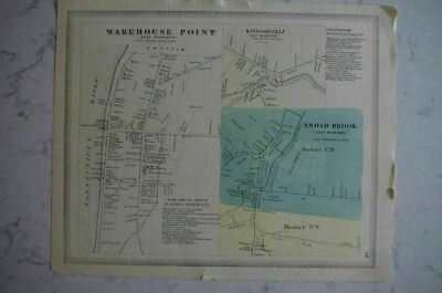 Map 1868 Warehouse Point (East Windsor), Connecticut FW Beers | eBay