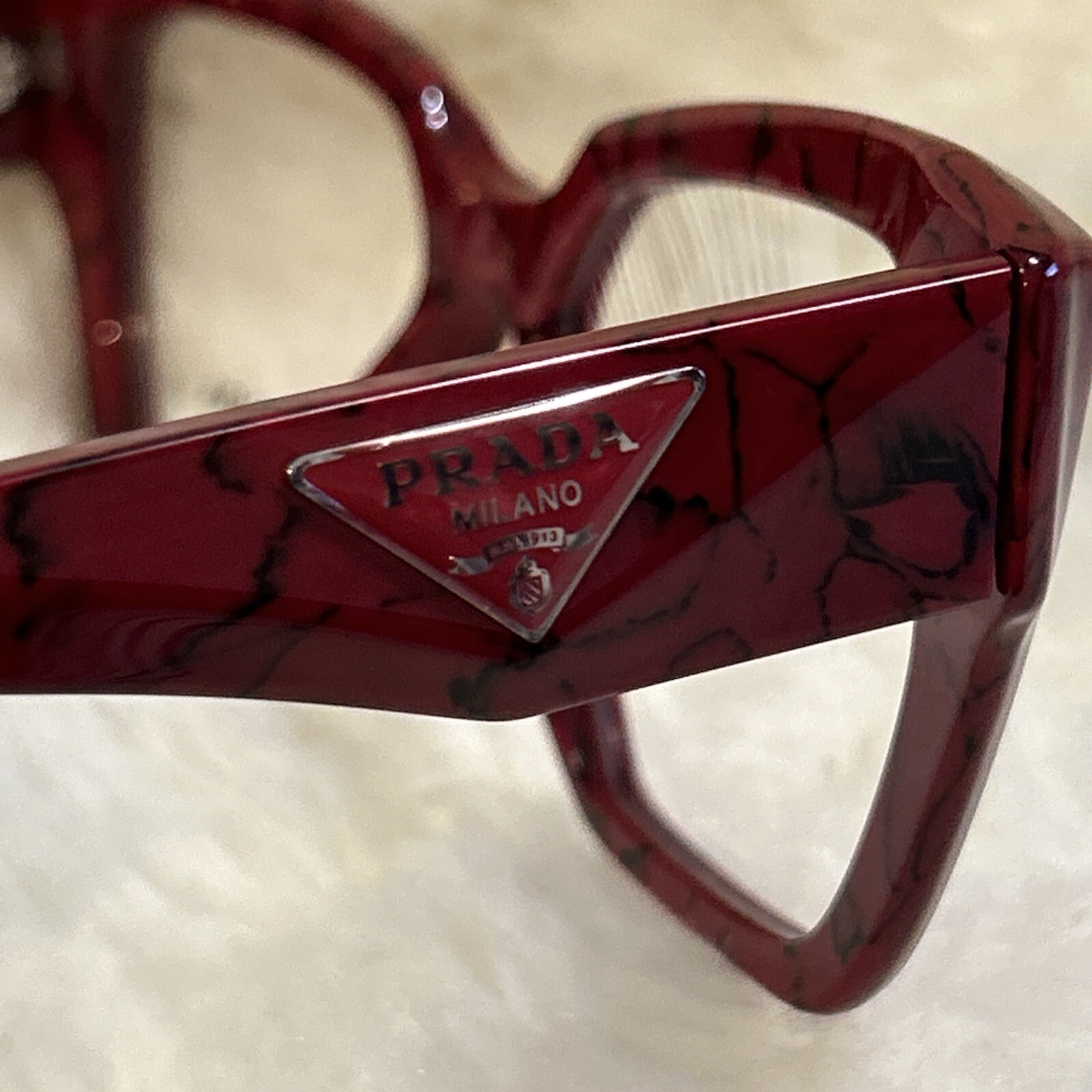 Prada PR 09ZV 09ZV 15D-1O1 51 Etruscan Red Marble Eyeglasses | eBay