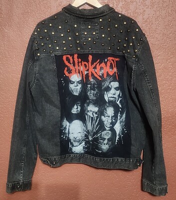 Slipknot Customized Diy Studded Black Denim Trucker Battle Jacket Men's ...