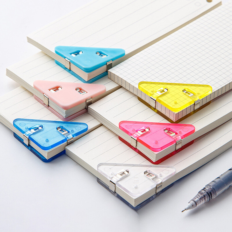 10pcs Colorful File Triangle Corner Clips Simple Transparent Book ...