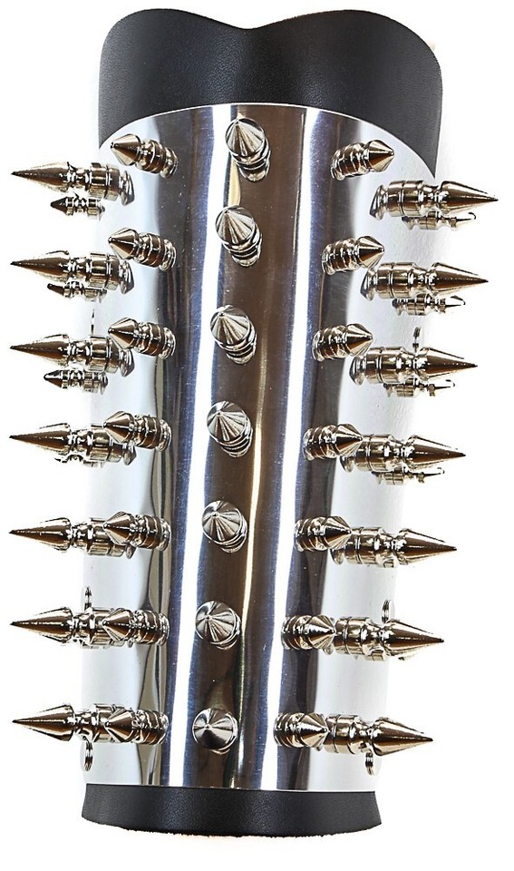 Metal Plate 1" Spike Gauntlet Bracer Genuine Leather Heavy Metal By ...