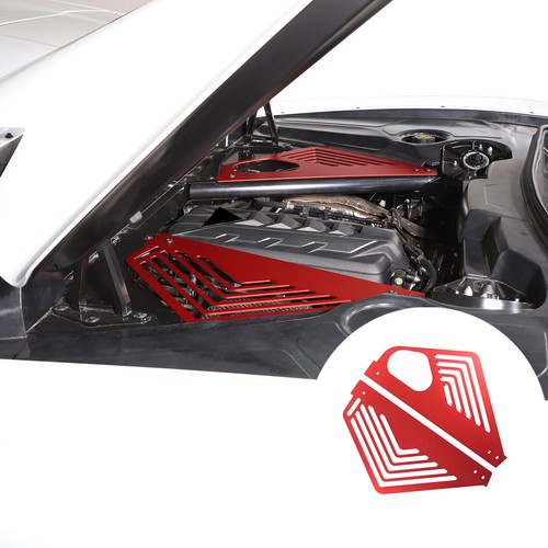 Red Aluminum Engine Covers Engine Bay Panel Covers For Corvette C8 2020 ...