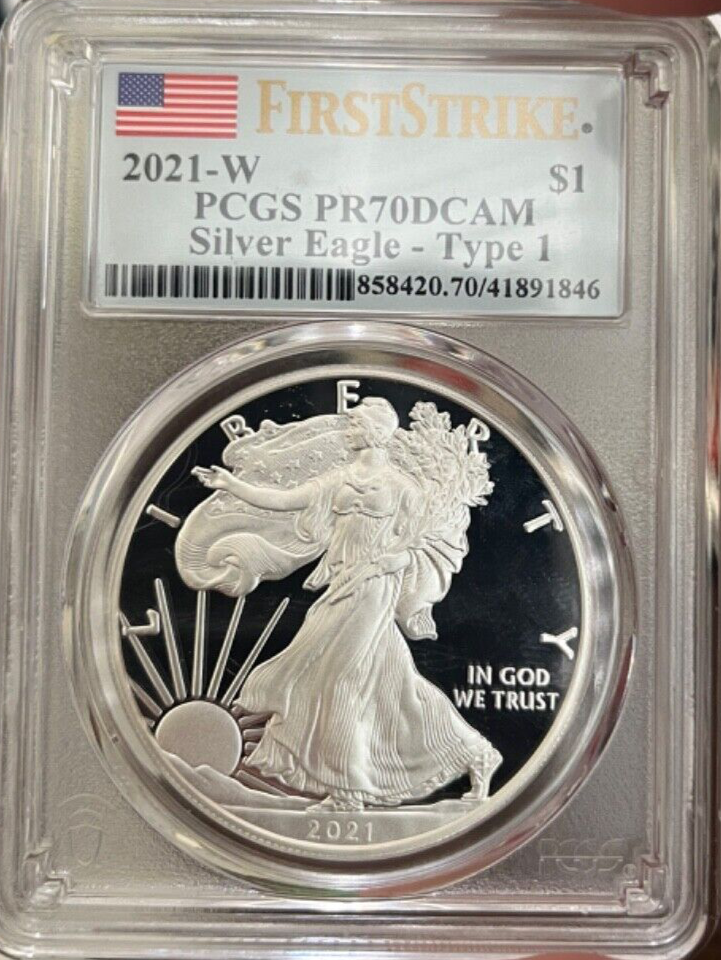 2021 W American Proof Silver Eagle PCGS PR 70 DCAM Type 1 First Strike ...