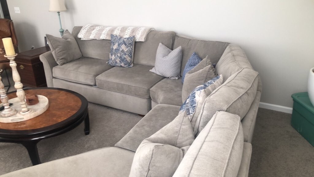 Barely Used Haverty's Norfolk Sectional Sofa (mineral gray) 10.5 x 11.5 feet | eBay