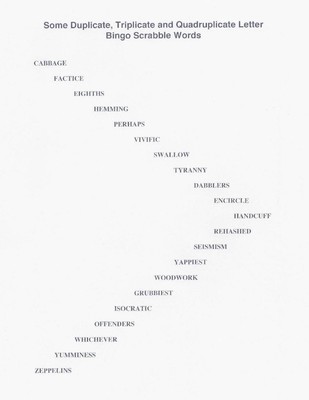 Some Duplicate, Triplicate and Quadruplicate Letter Bingo Scrabble ...