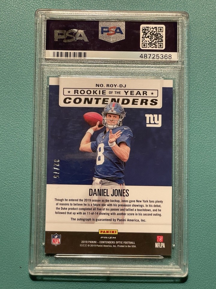 2019 Contenders Optic Daniel Jones ROY Contenders Auto RC Rookie Blue ...