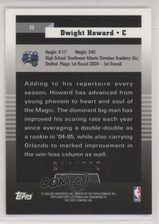 2007-08 Topps Letterman /599 Dwight Howard #8 | eBay