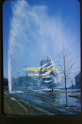Burst Frozen Ice Water Pipe Geyser in Winter in 1963, Kodachrome Slide ...