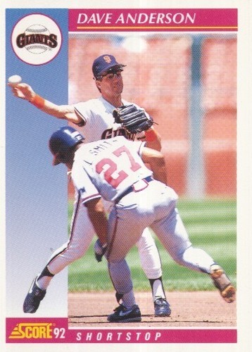 #167 SAN FRANCISCO GIANTS # DAVE ANDERSON # BASEBALL CARD SCORE NFL '92 ...