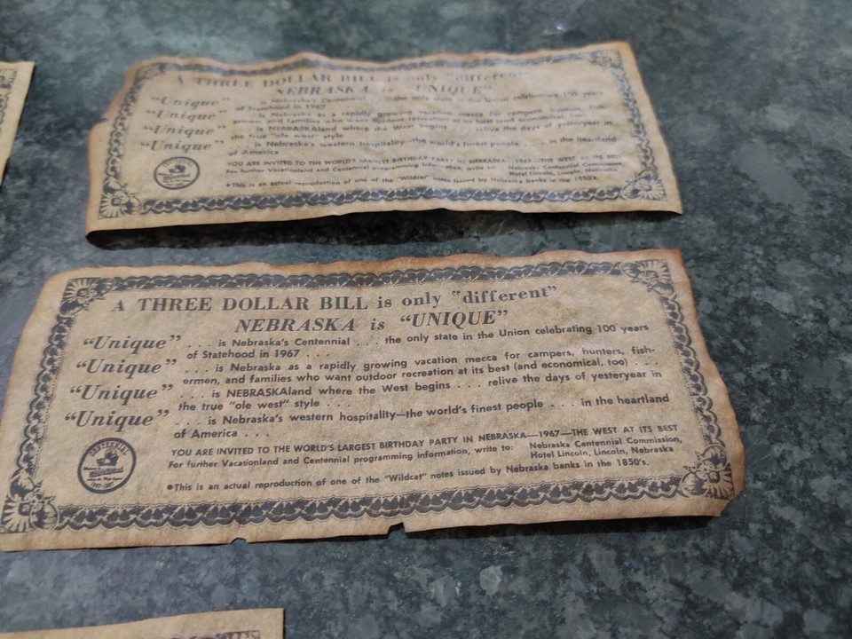 Nebraska Bank of De Soto Wildcat Three Dollar Note Centennial ...