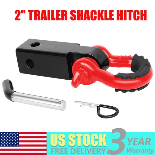 2" inch Trailer Shackle Hitch Receiver 3/4" D-Ring Tow Hook Winch ...