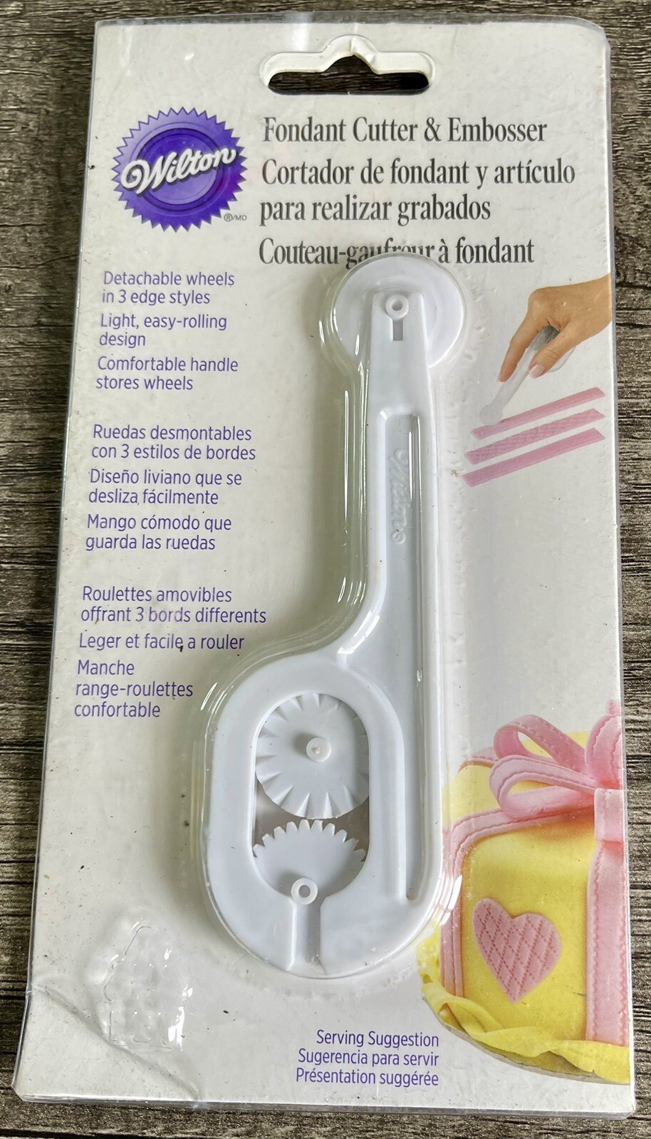 3 Wheel Fondant Icing Cutter Embosser Cake Decorating Sugarcraft Wilton ...