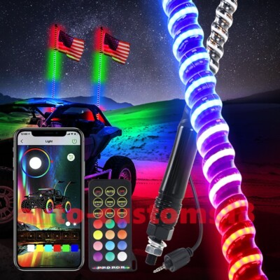 2023 NEWEST COB LED Whip Spiral Chasing RGB Colors 3FT Fat Whip Lights ...