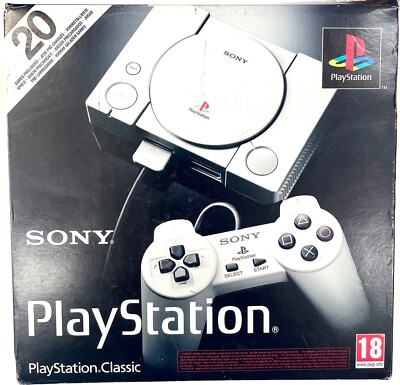 Sony PlayStation Classic Mini Gray Console with x20 Pre-Loaded Games ...