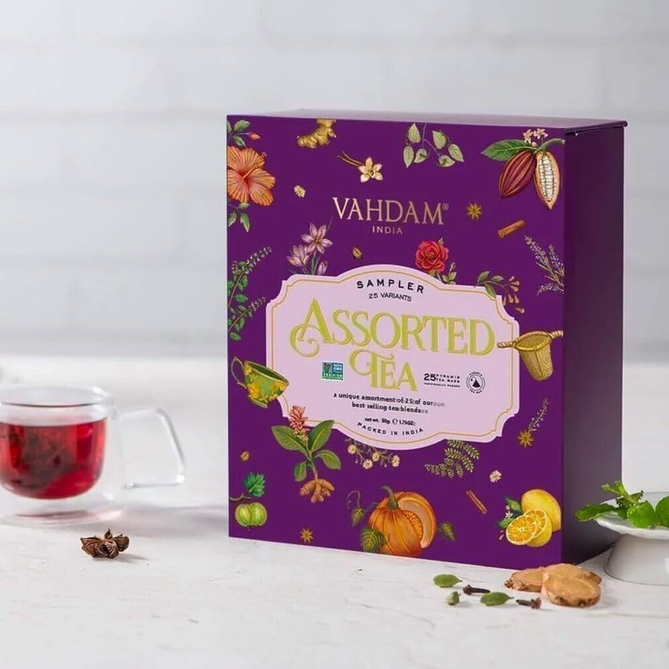 VAHDAM, Assorted Tea in Presentation Box (25 Variants) Long Leaf ...
