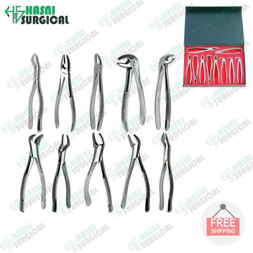 Premium 10 Pcs Dental Extraction Forceps kit Dental Surgical ...