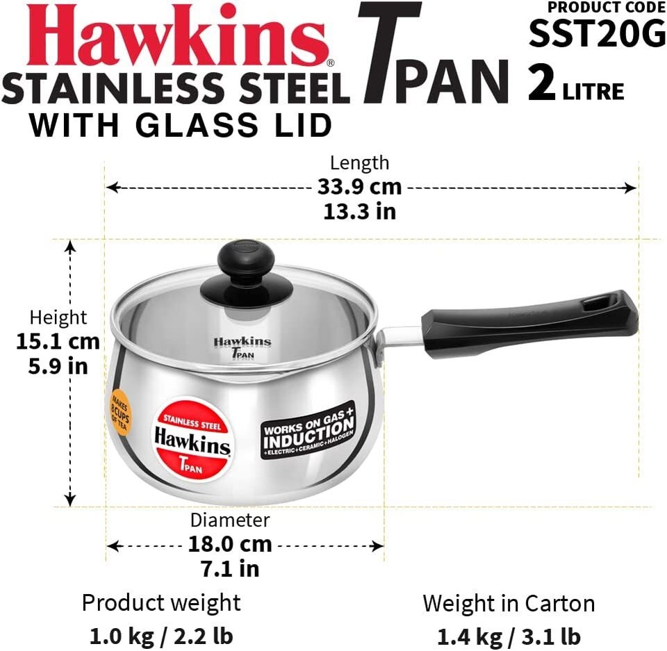 Hawkins Stainless Steel , Milk, Soup , Hot Tea Induction Base Saucepan ...