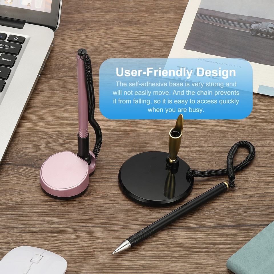 12Pcs Secure Pen with Adhesive Chain and Flat Security Pen Holder ...
