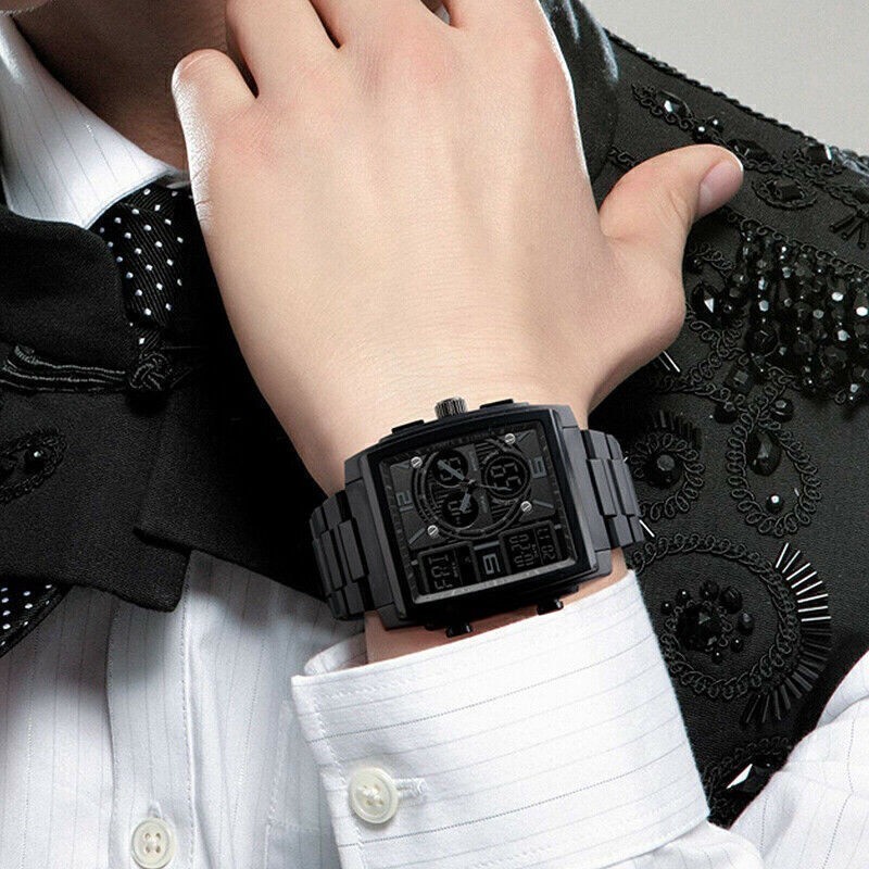Men Watch Analog Digital Date Alarm Waterproof Military Quartz Sport ...