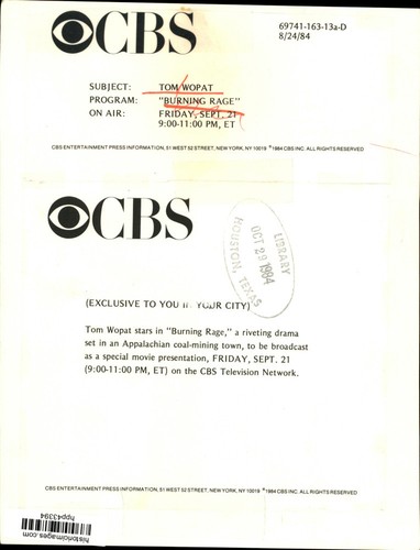 1984 Press Photo Actor Tom Wopat in "Burning Rage" - hpp43394 | eBay