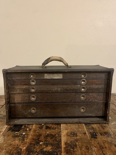 Vintage Finger Jointed Wood Machinist Tool Box Chest Of Drawers | eBay