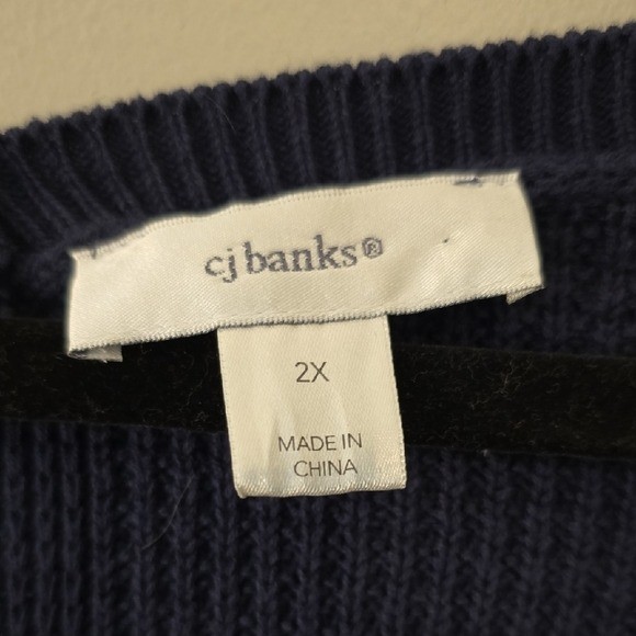 CJ Banks Dark Blue Knit Top | eBay