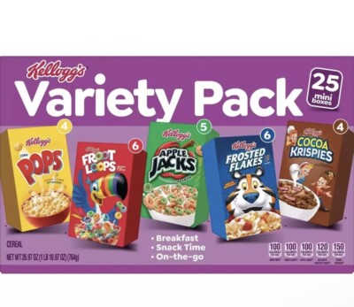 Kellogg's Assorted Cereal, Variety Pack, 25 pk. FRESH | eBay